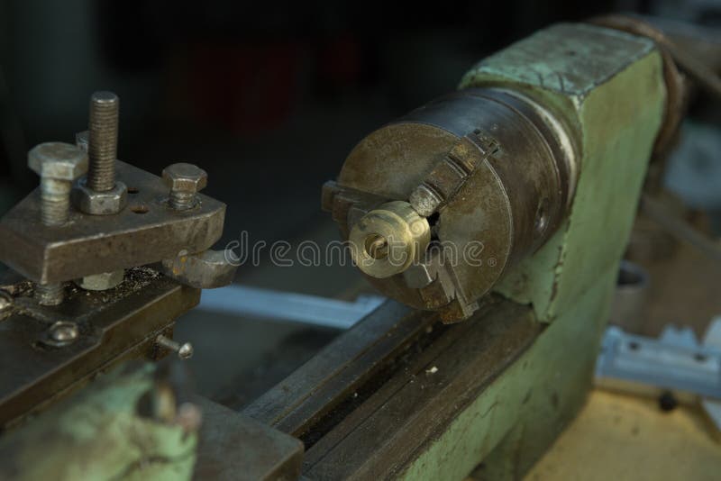 Working on a Lathe. the Machine is Ready for Work Stock Image - Image ...