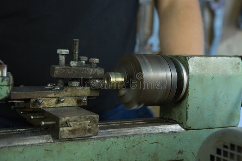 Working on a Lathe. the Machine is Ready for Work. the Mechanism is at ...