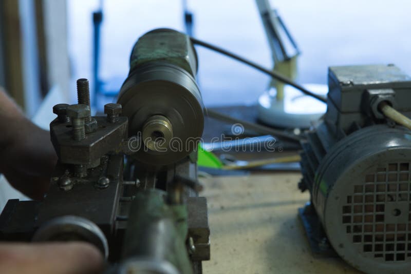 Working on a Lathe. the Machine is Ready for Work. the Mechanism is at ...