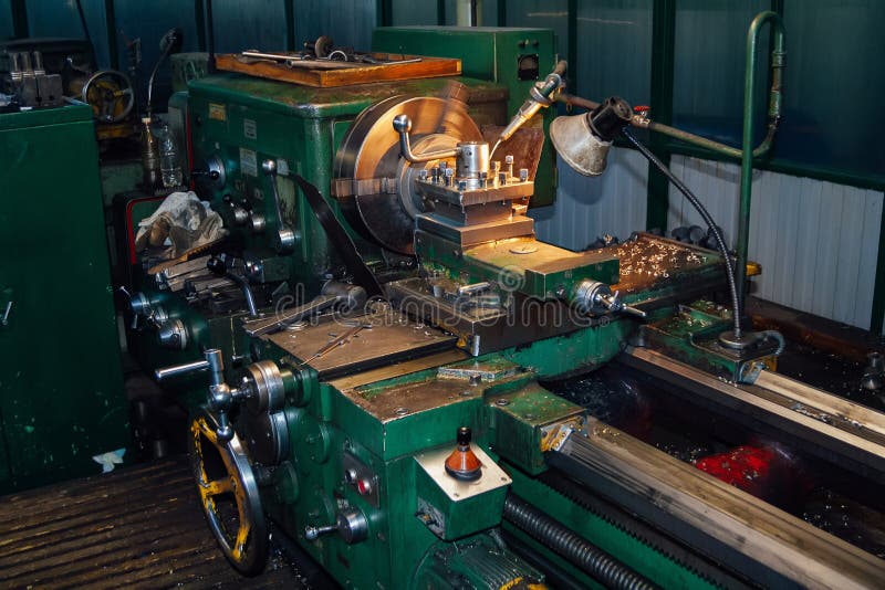 Working Lathe in Metalworking Factory Stock Photo - Image of ...