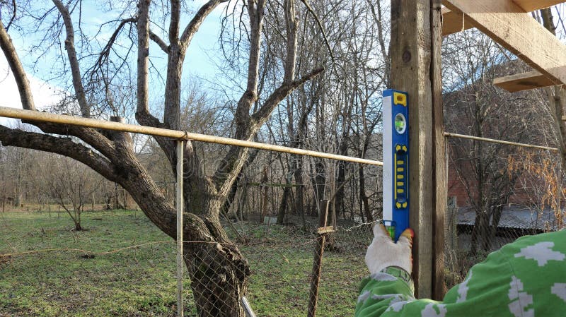 Beam Level Measurement during Rural Construction Stock Photo - Image of ...