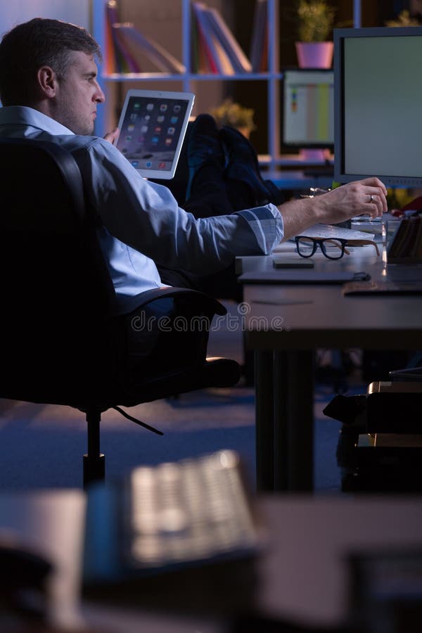 Working after hours stock image. Image of employer, couple - 52631659