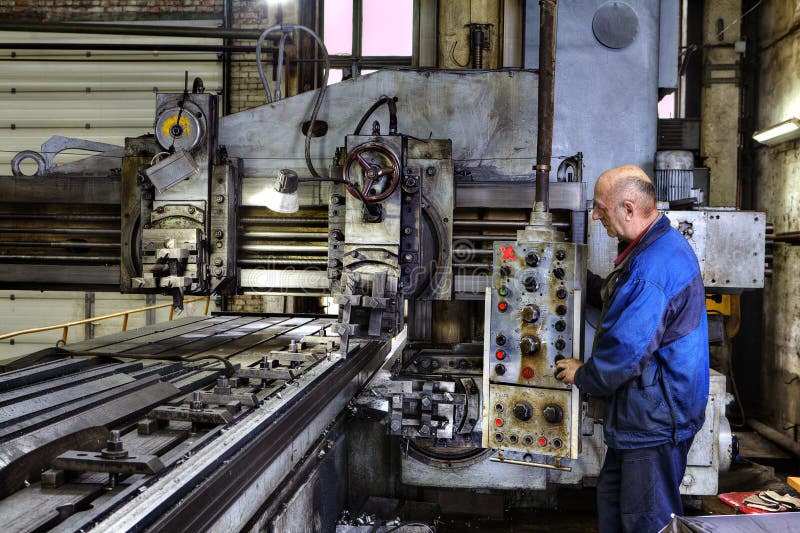 Working Machine Operator Controls the Processing of Metal Editorial ...