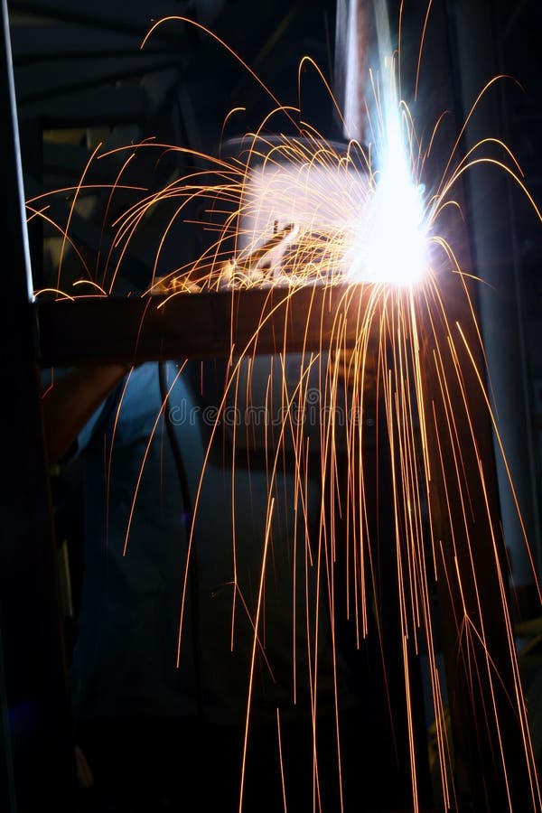 A Working and Sparking Automatic Welding Machine Stock Photo - Image of ...