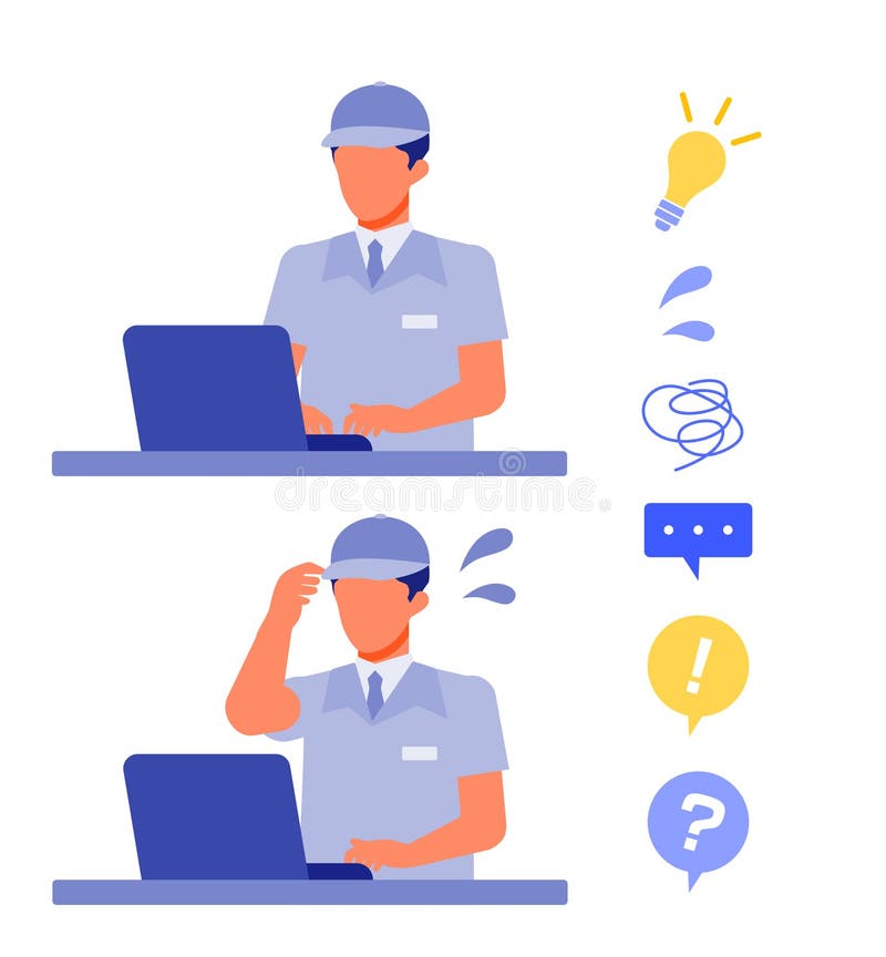 Working Man. Concept for Problem Solving. Man Cartoon Character. People ...