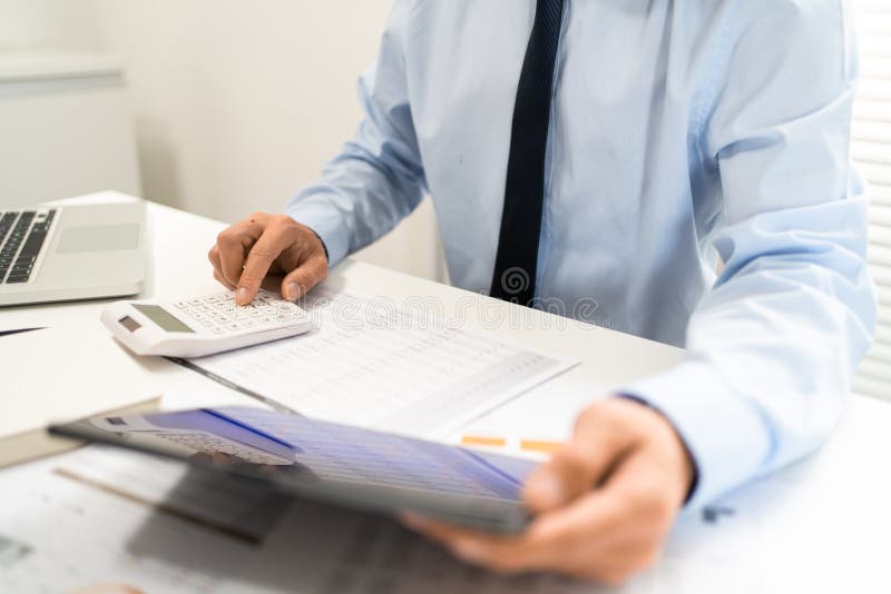 Working Man Conept the Office Man Holding Paperwork and Pressing the ...