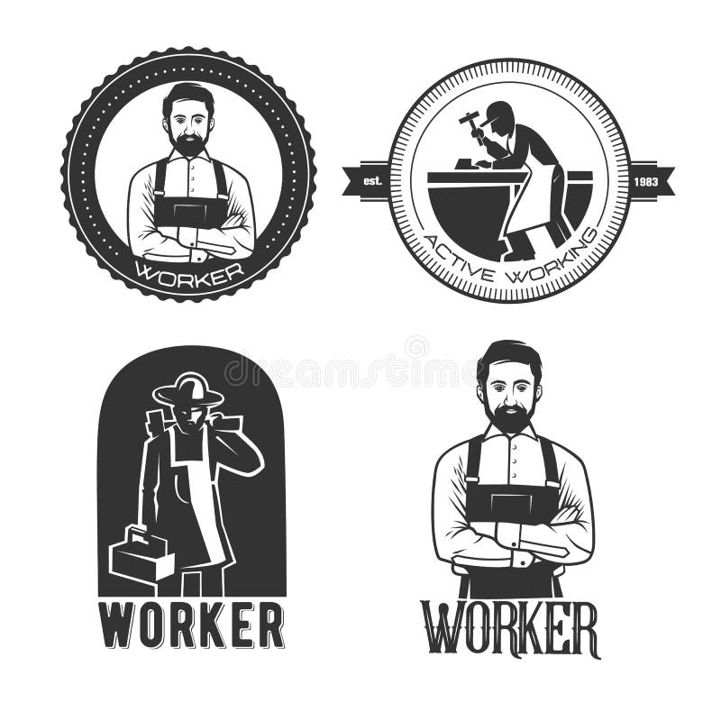 Working Man for Logo Template. Stock Vector - Illustration of ...