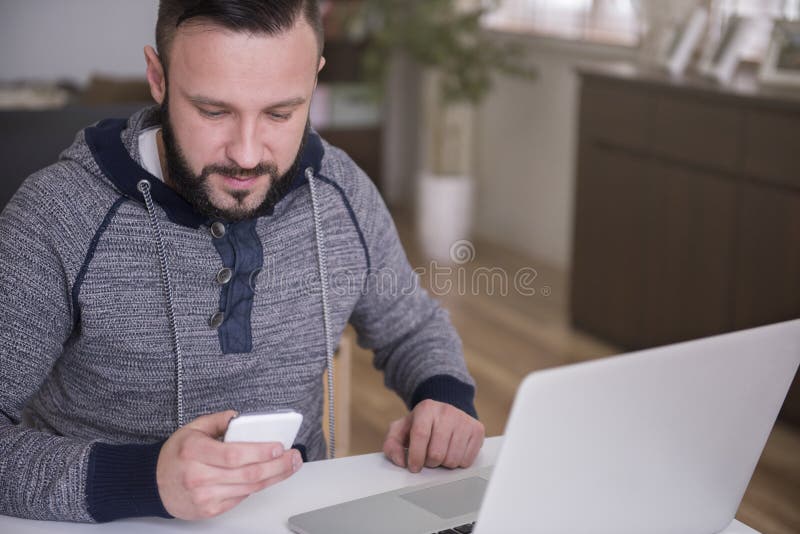 Working man stock image. Image of home, examining, indoors - 98925051