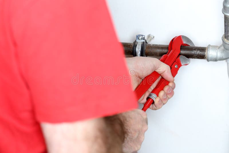 Working Man with Pliers is Installing Stock Photo - Image of indoors ...