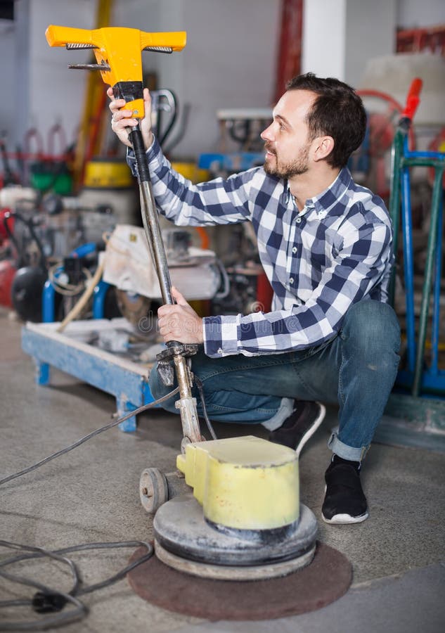 Working Man Practicing His Skills with Sander Stock Image - Image of ...