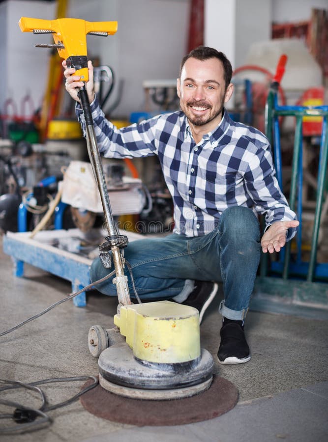 Working Man Practicing His Skills with Sander Stock Image - Image of ...