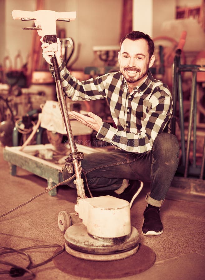 Working Man Practicing His Skills with Sander Stock Image - Image of ...