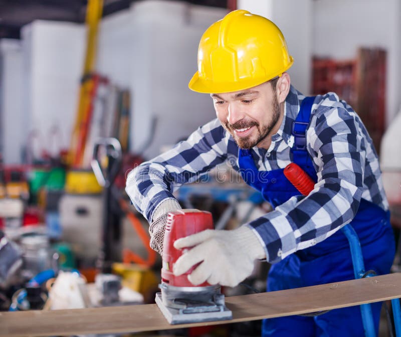 Working Man Practicing His Skills with Sander Stock Photo - Image of ...