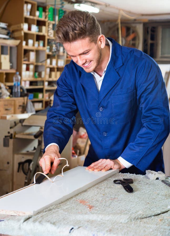 Working Man Practising His Skills in Plank Chiseling Stock Image ...