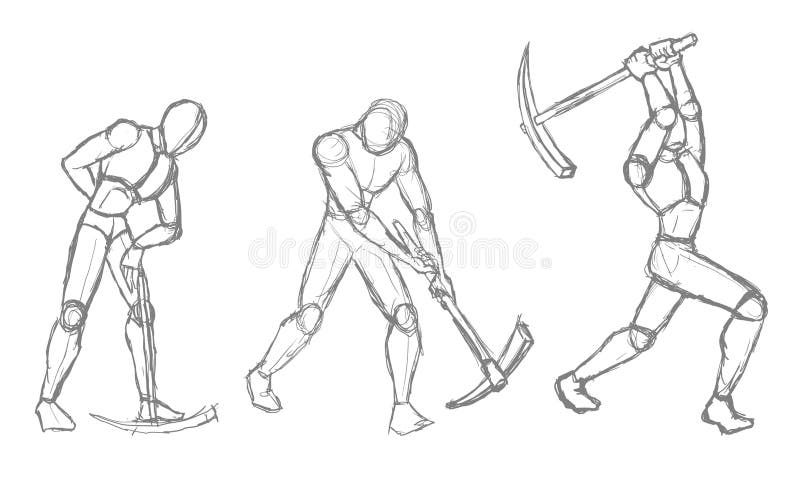 Working man sketch draw stock vector. Illustration of contour - 349985968