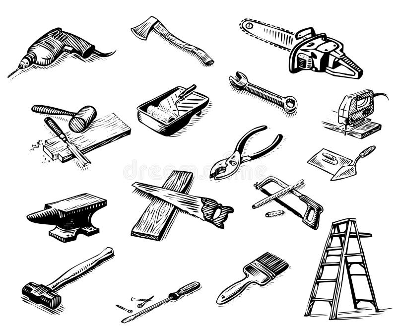 Set of construction tools stock vector. Illustration of equipment ...