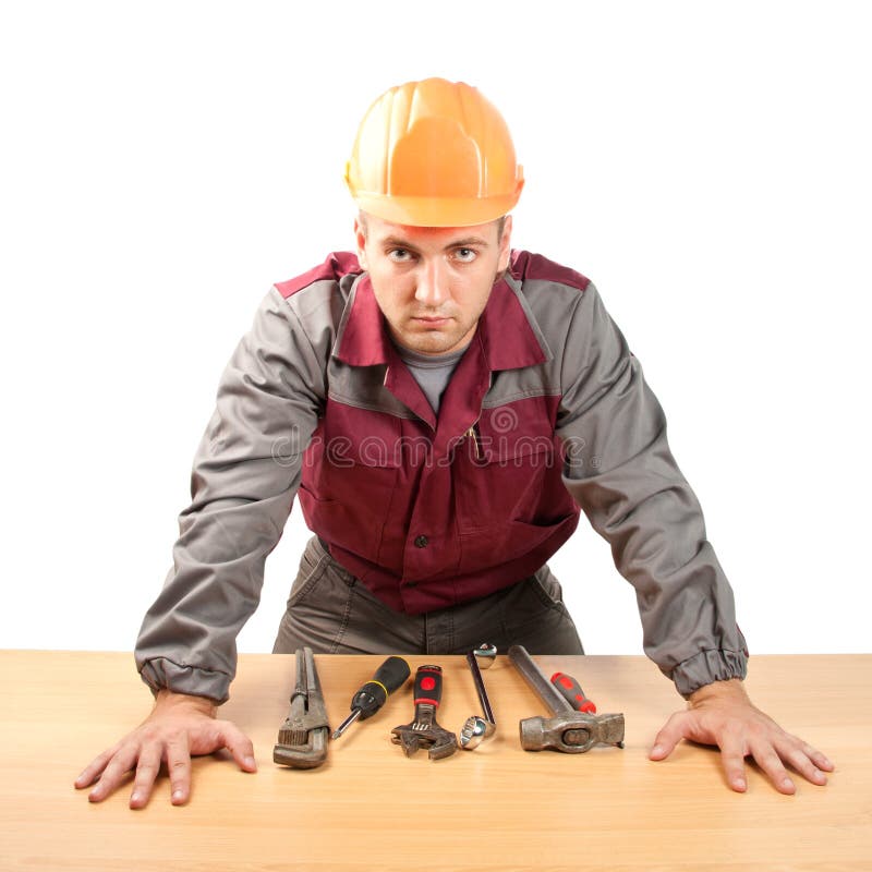 Working man with tools stock photo. Image of protection - 15462858