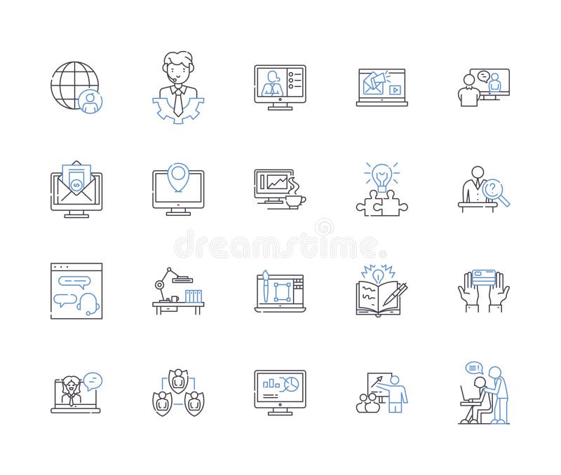 Working Management Outline Icons Collection. Workforce, Management ...