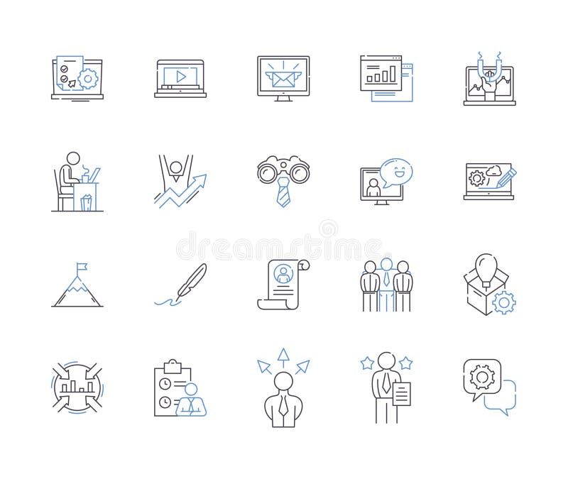 Working Management Outline Icons Collection. Workforce, Management ...