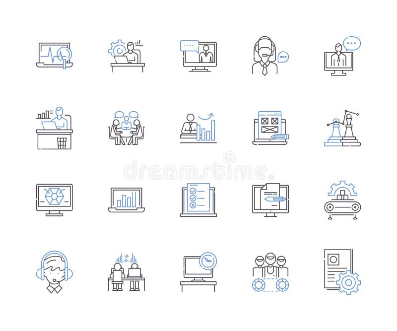 Working Management Outline Icons Collection. Workforce, Management ...