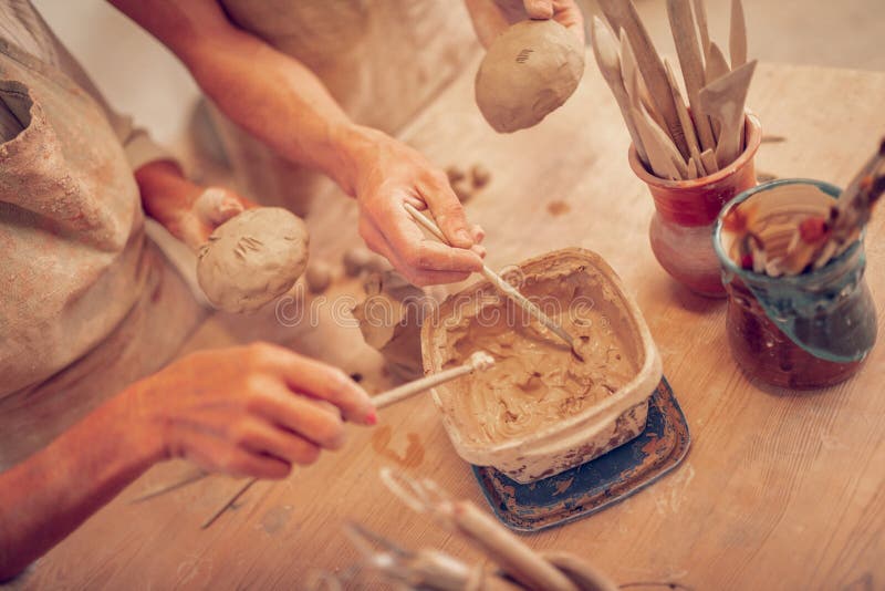 Top View of a Bowl with Melted Clay Stock Image - Image of professional ...