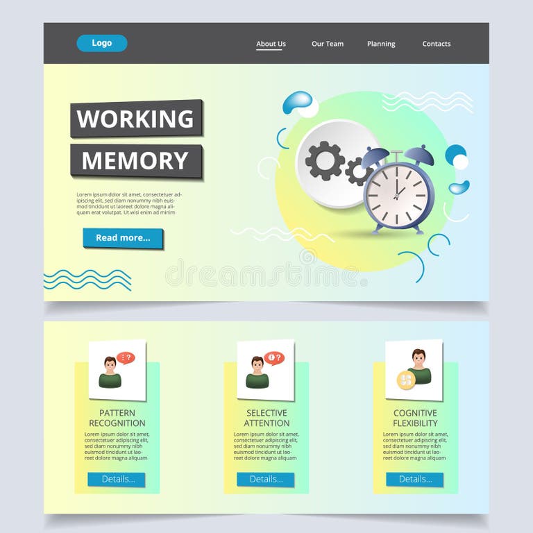 Working Memory Flat Landing Page Website Template. Pattern Recognition ...