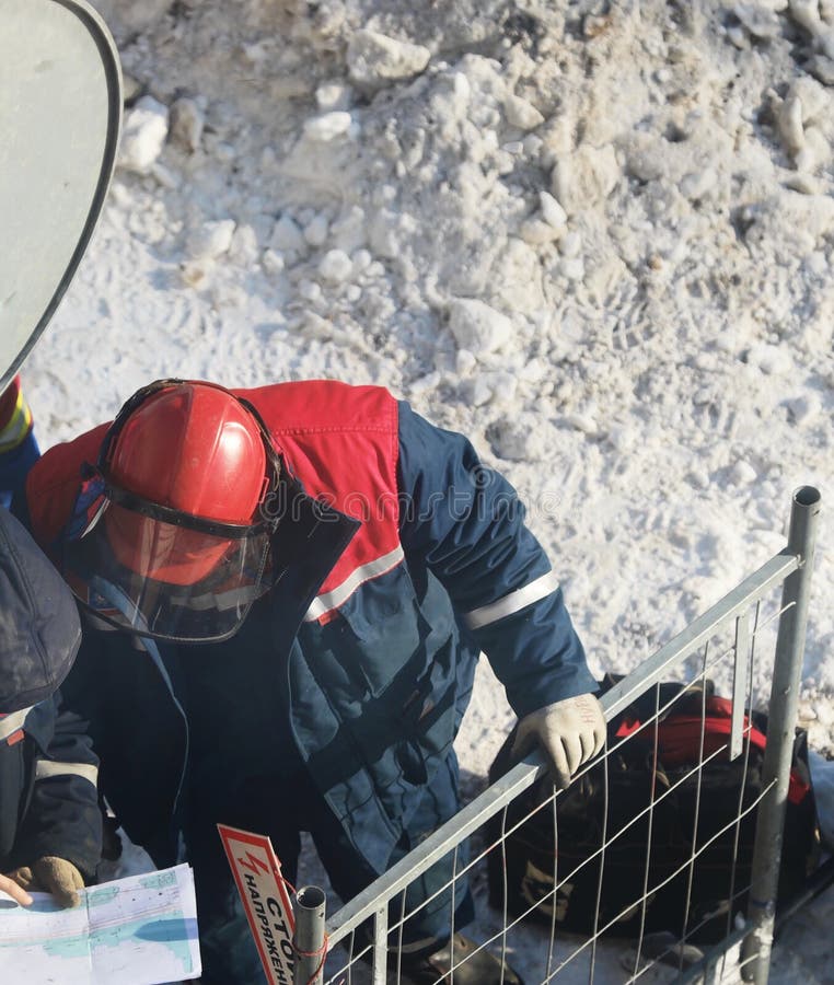 Working Men in the Form of Standing Around a Sand Pit Stock Image ...