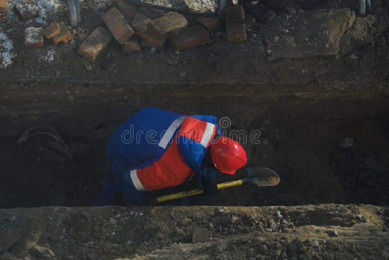 Working Men in the Form of Standing Around a Sand Pit Stock Image ...