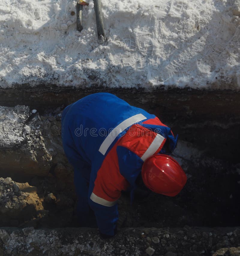 Working Men in the Form of Standing Around a Sand Pit Stock Image ...