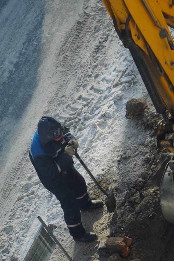 Working Men in the Form of Standing Around a Sand Pit Stock Image ...