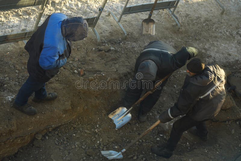 Working Men in the Form of Standing Around a Sand Pit Editorial Image ...
