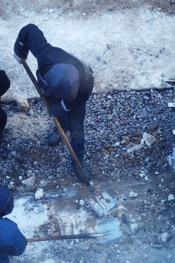 Working Men in the Form of Standing Around a Sand Pit Editorial Stock ...