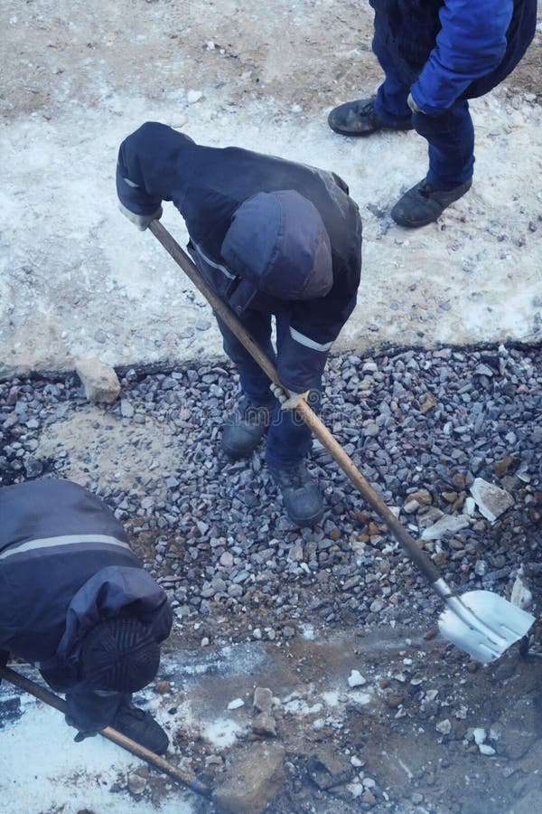 Working Men in the Form of Standing Around a Sand Pit Editorial Stock ...