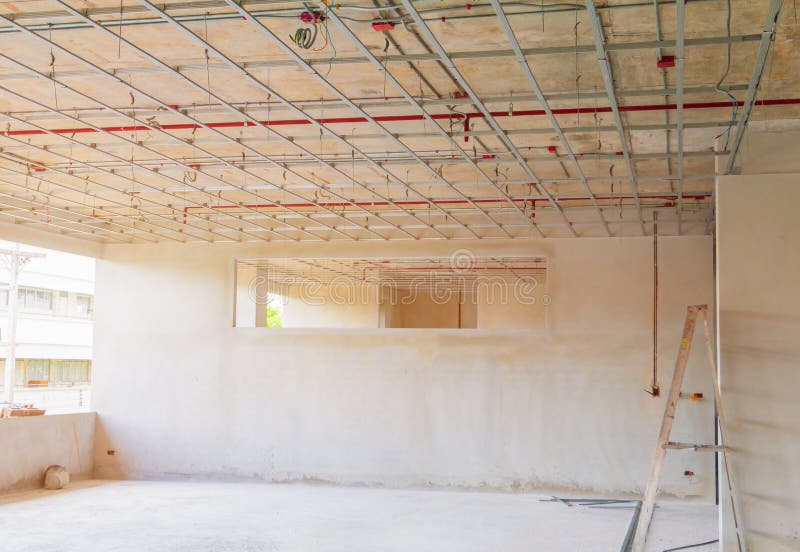 Working of Metal Frames Structure before Installing Gypsum Boards ...