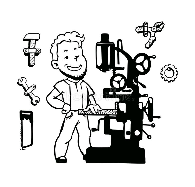 Working Metal Industry Machine Tool Work Tools Set Vector Stock Vector ...