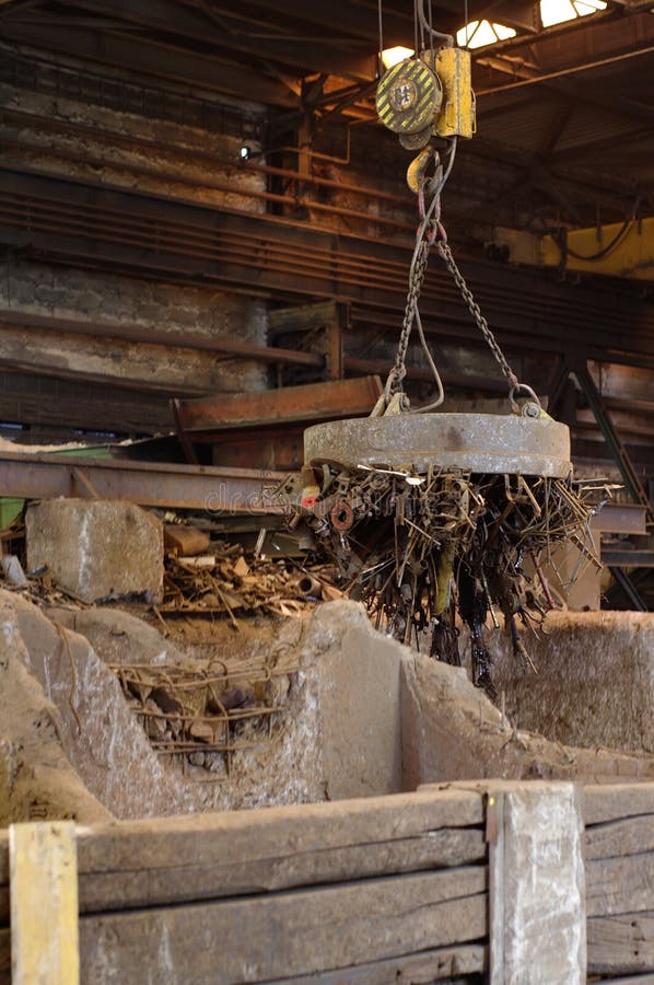 Working Metal Scrap Loading Machine in Action Stock Image - Image of ...
