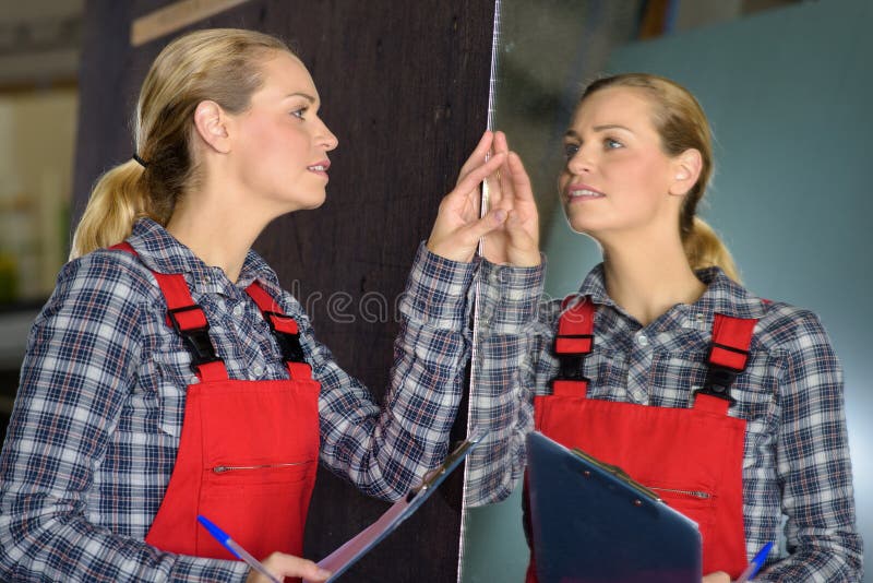 Working in mirror factory stock photo. Image of clamp - 323412896