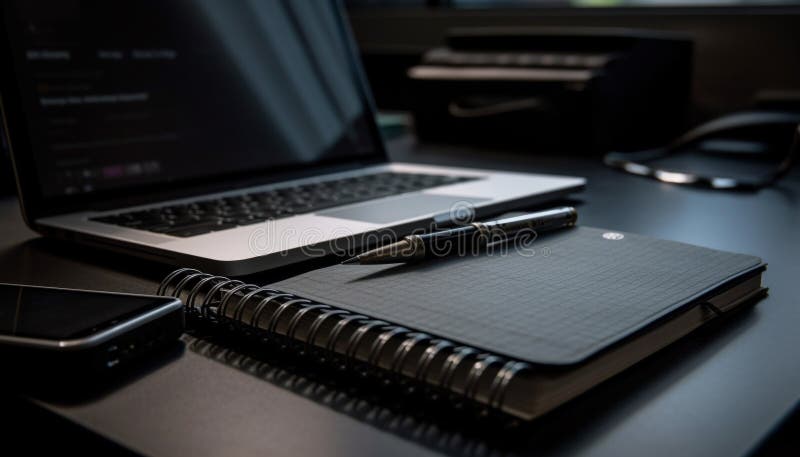 Working on Modern Desk with Technology Equipment Generated by AI Stock ...