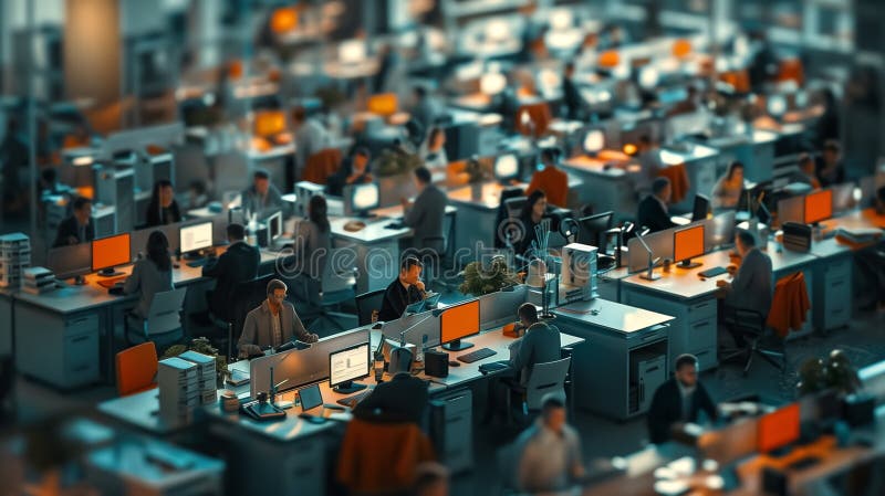 Working in a Modern Office with a Sense of Tightness Crowded, Co Stock ...