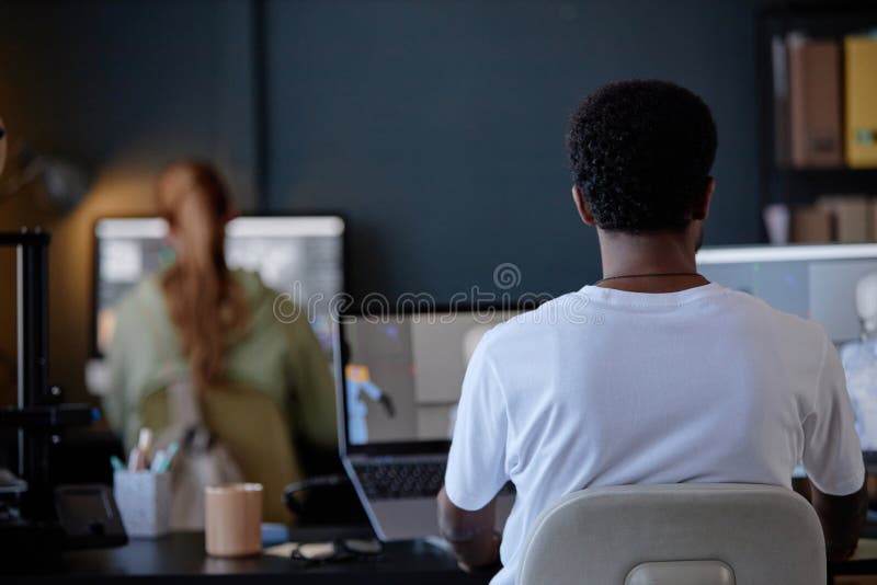 Working in a Modern Office with Technology and Computers Stock Image ...