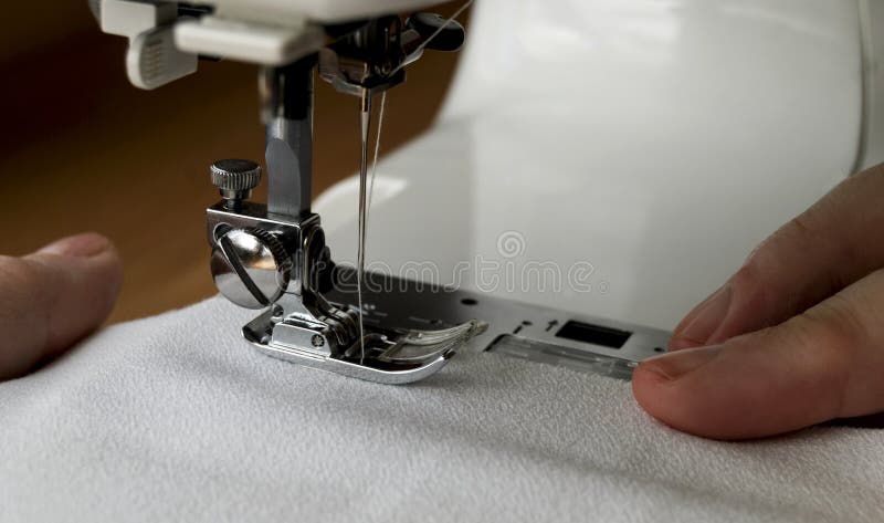 Working on a Modern Sewing Machine Stock Image - Image of clothing ...