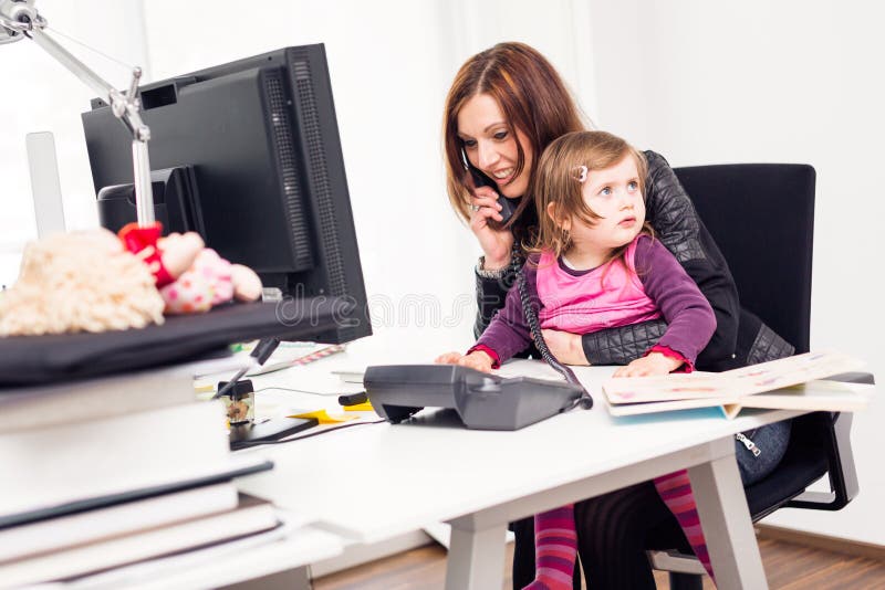 Working Mom and Daughter at the Office Stock Photo - Image of daughter ...