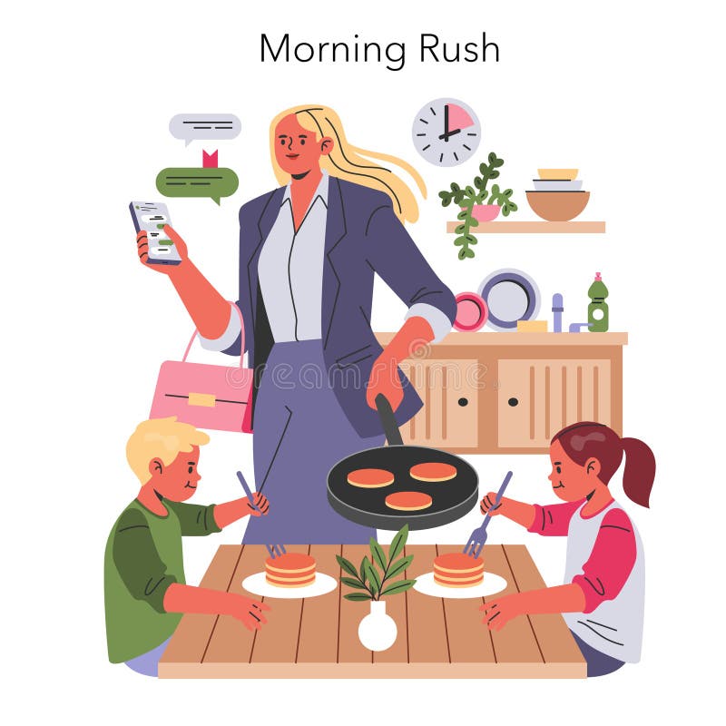 Working Mom Life. Flat Vector Stock Vector - Illustration of ...