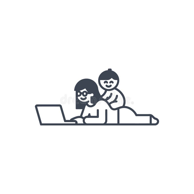 Working Mother Laptop Icon stock illustration. Illustration of work ...
