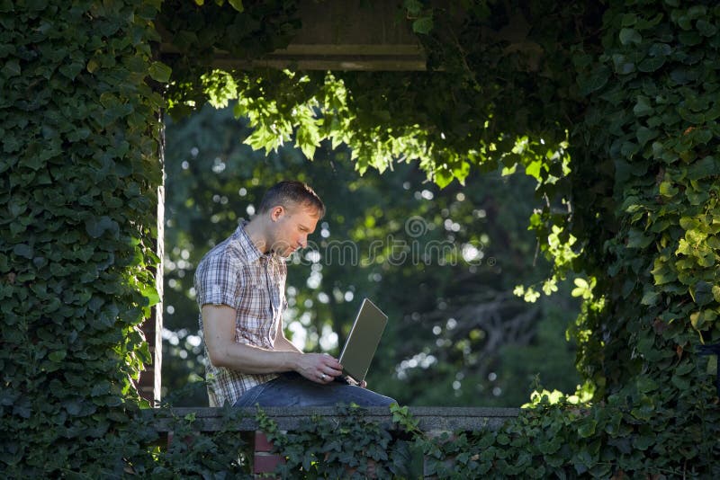 Working in the nature stock image. Image of male, person - 10397773