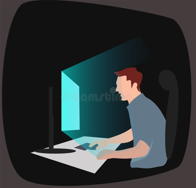 Working at Night Illustration Stock Vector - Illustration of work ...