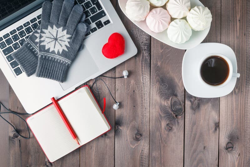 Working at Night, Laptop and Cup of Coffee on Table Stock Photo - Image ...