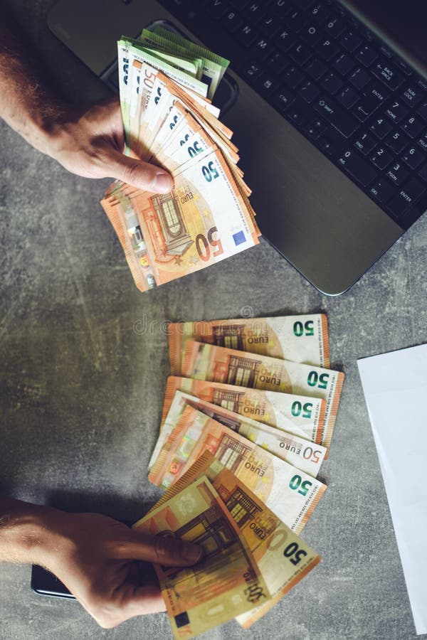 Working in the Office, Counting Money Stock Image - Image of business ...