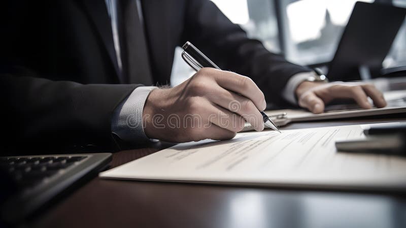 Working in Office Desk Taking Notes Business Generative Ai Stock ...