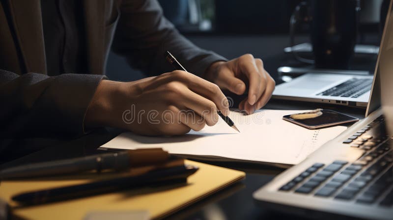 Working in Office Desk Taking Notes Business Generative Ai Stock ...